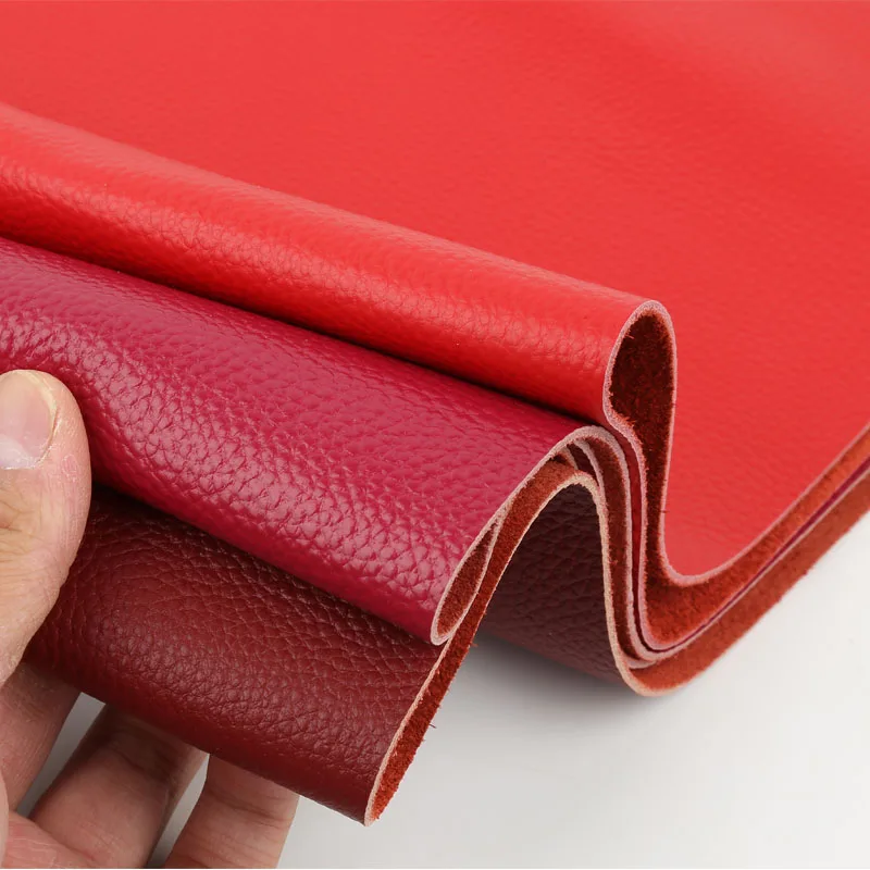 Genuine leather head layer, cowhide leather material, bright red lychee ...