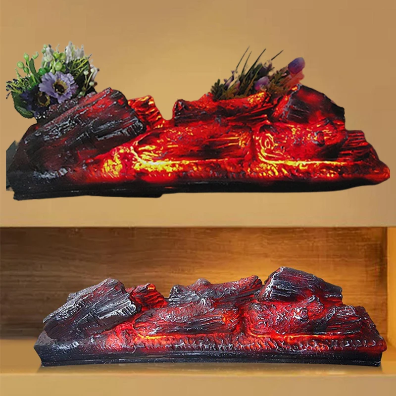Electric Simulation Charcoal Fake Firewood Flame Lamp Fireplace Fire ...