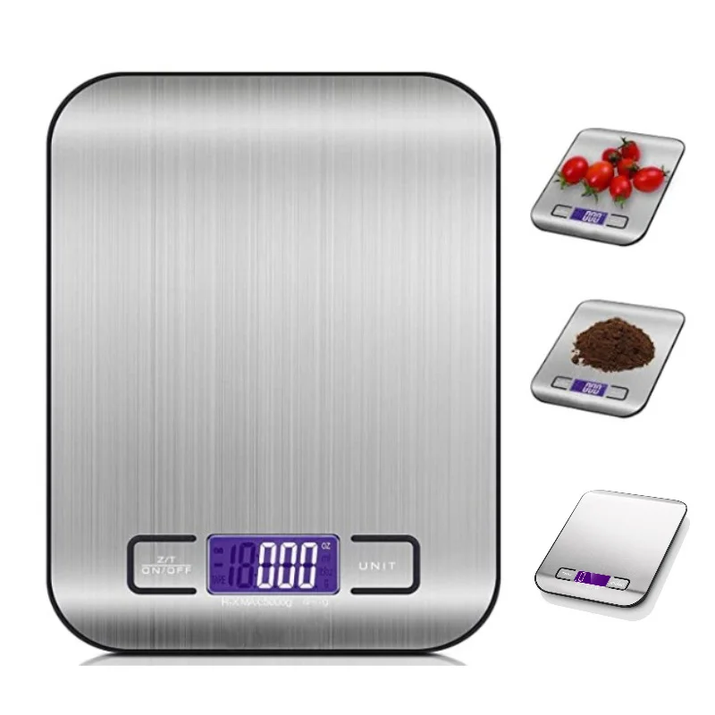 5/10KG Kitchen Scale Stainless Steel Portable Food Scale LED Electronic Scales Jewelry Baking ...