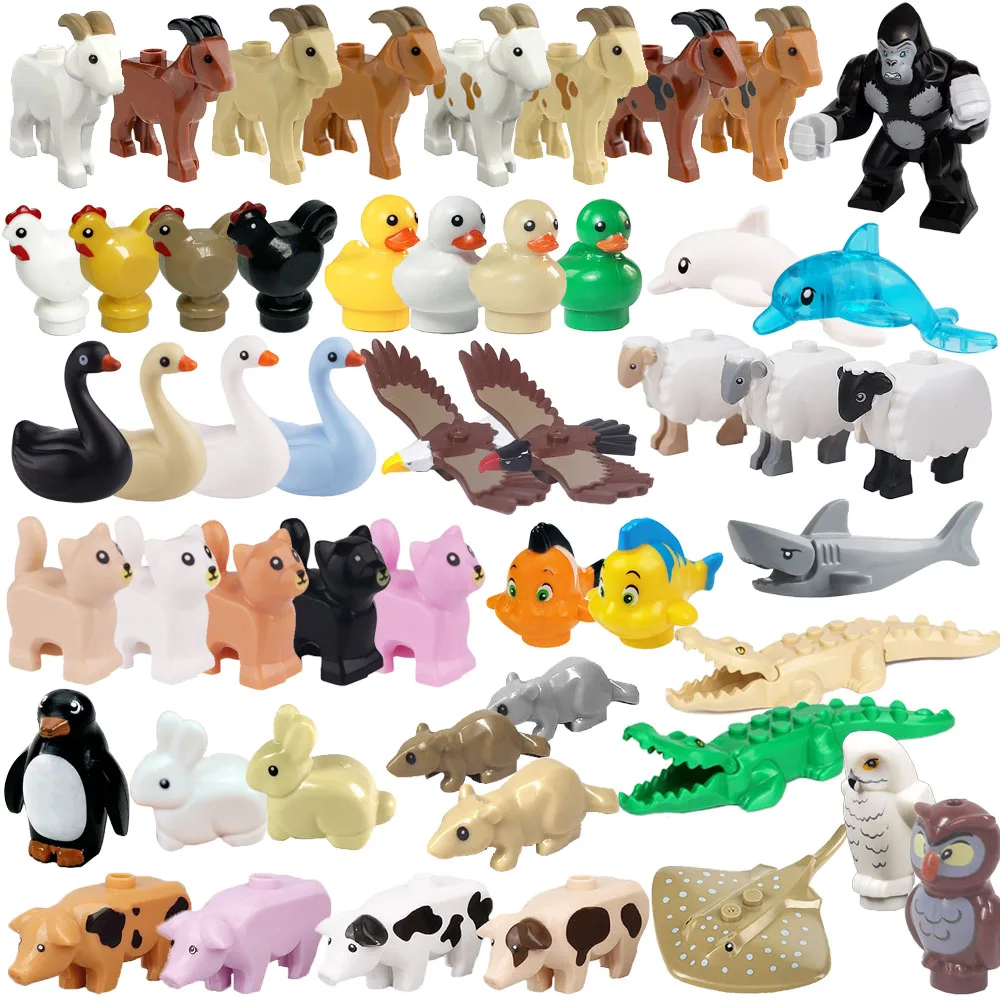 City-Animals-Poultry-MOC-Building-Blocks-Figure-Goat-Sheep-Dolphin ...
