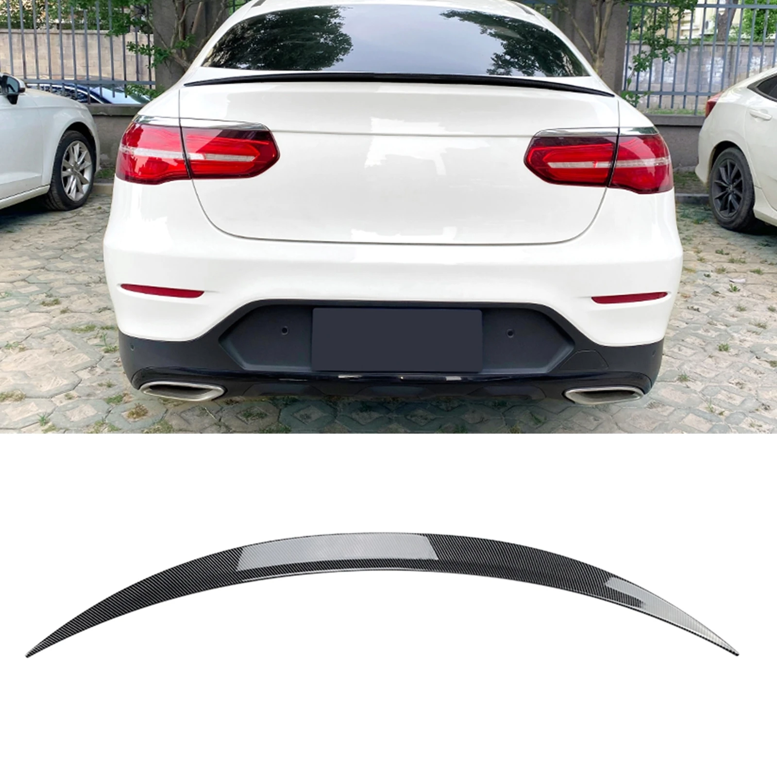Rear Trunk Spoiler Wing Carbon Fiber Look/Gloss Black Splitter Lip For ...