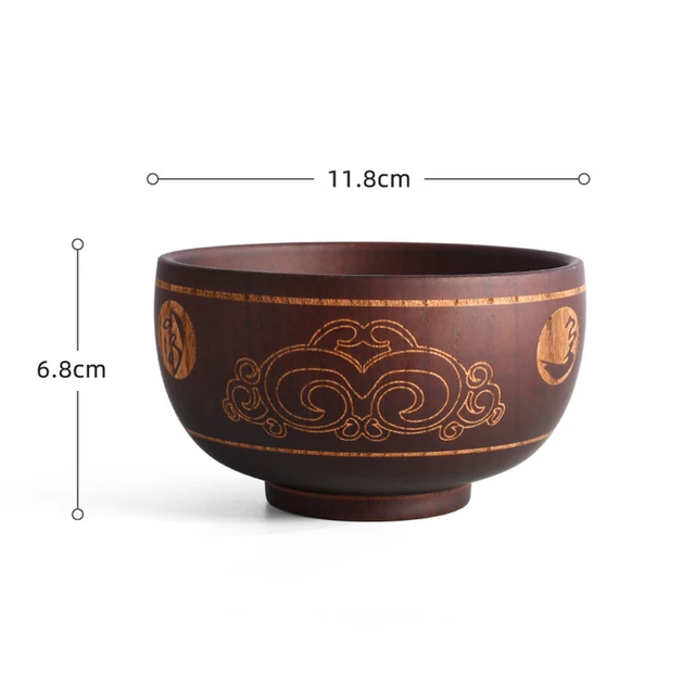 Wooden Bowl Japanese Style Wood Rice Soup Bowl Salad Bowl Food ...