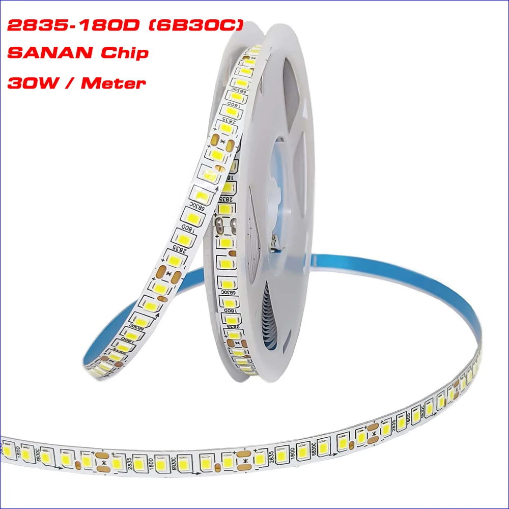 5Meters SANAN Chip SMD2835 Strip 7MM-6B30C 30W/M Constant Current LED ...