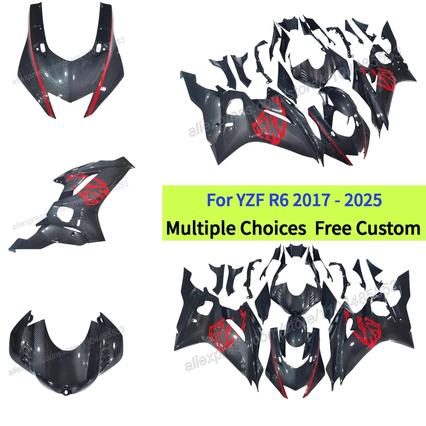 For Yamaha R6 2017 - 2023 2024 2025 YZF-R6 Pure Full Carbon Fiber ...