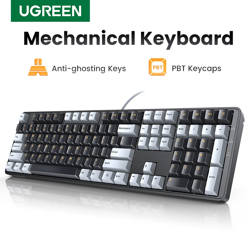 UGREEN-Mechanical-Keyboard-108-PBT-Keycaps-Wired-Keyboard-Red-Switch ...