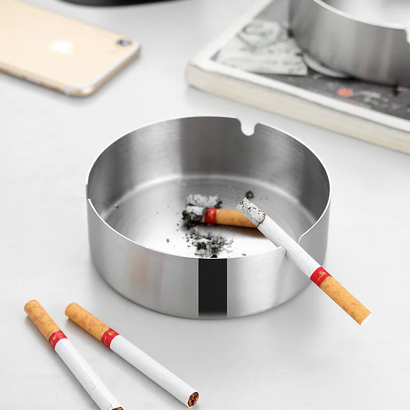 8cm-Round-Stainless-Steel-Cigarette-Ashtray-Portable-Tabletop-Silver ...