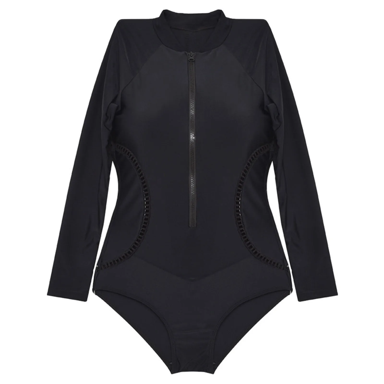 Long-Sleeve-Swimsuit-Fashion-Solid-Color-Sexy-2024-Swimwear-Women-One ...