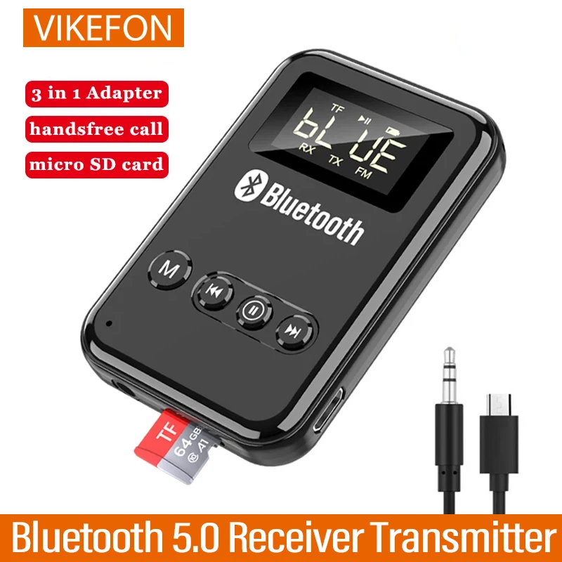 VIKEFON-Receptor-e-Transmissor-Bluetooth-5-0-Adaptador-Sem-Fio-Jack-3 ...