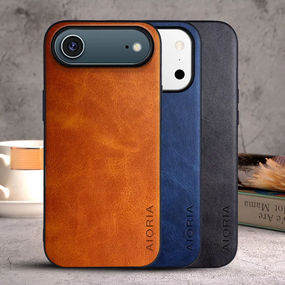 Case for iPhone 17 Pro Max Air coque Luxury Vintage leather cover funda ...