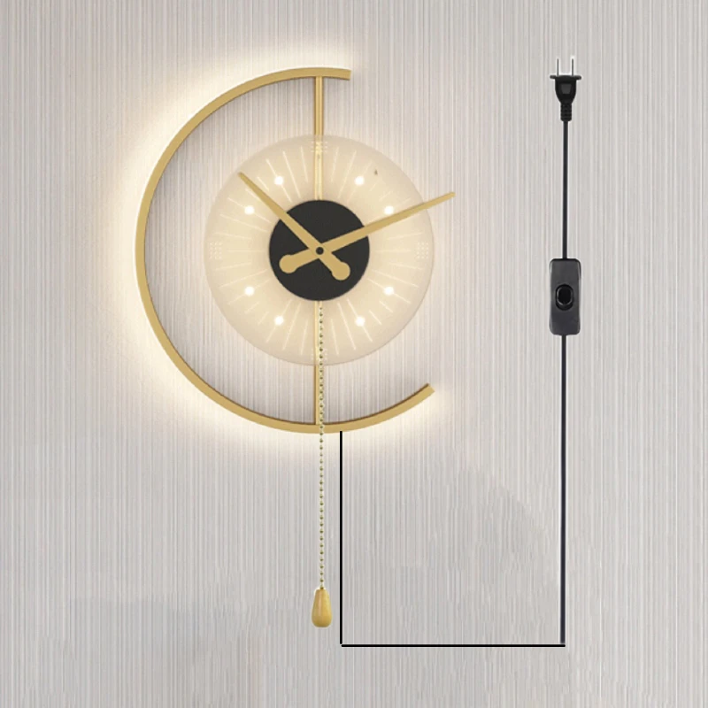 Nordic-Modern-Clock-Wall-Lamp-Living-Room-Background-Bedroom-Bedside ...