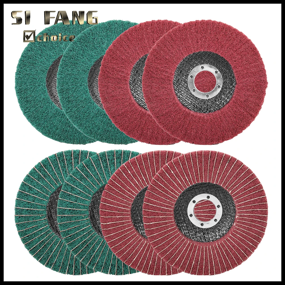 4-5Inch-Nylon-Fiber-Flap-Polishing-Wheel-Non-woven-Grinding-Metal-Wood ...