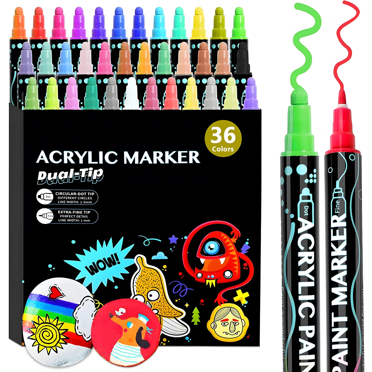 12-36-Colors-Acrylic-Paint-Markers-Dual-Tip-Paint-Markers-Art-Painting ...