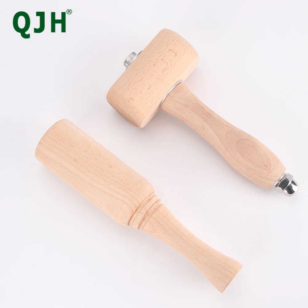 QJH-Leather-DIY-Beech-Round-Hammer-T-Hammer-Hardwood-Wood-Carving ...