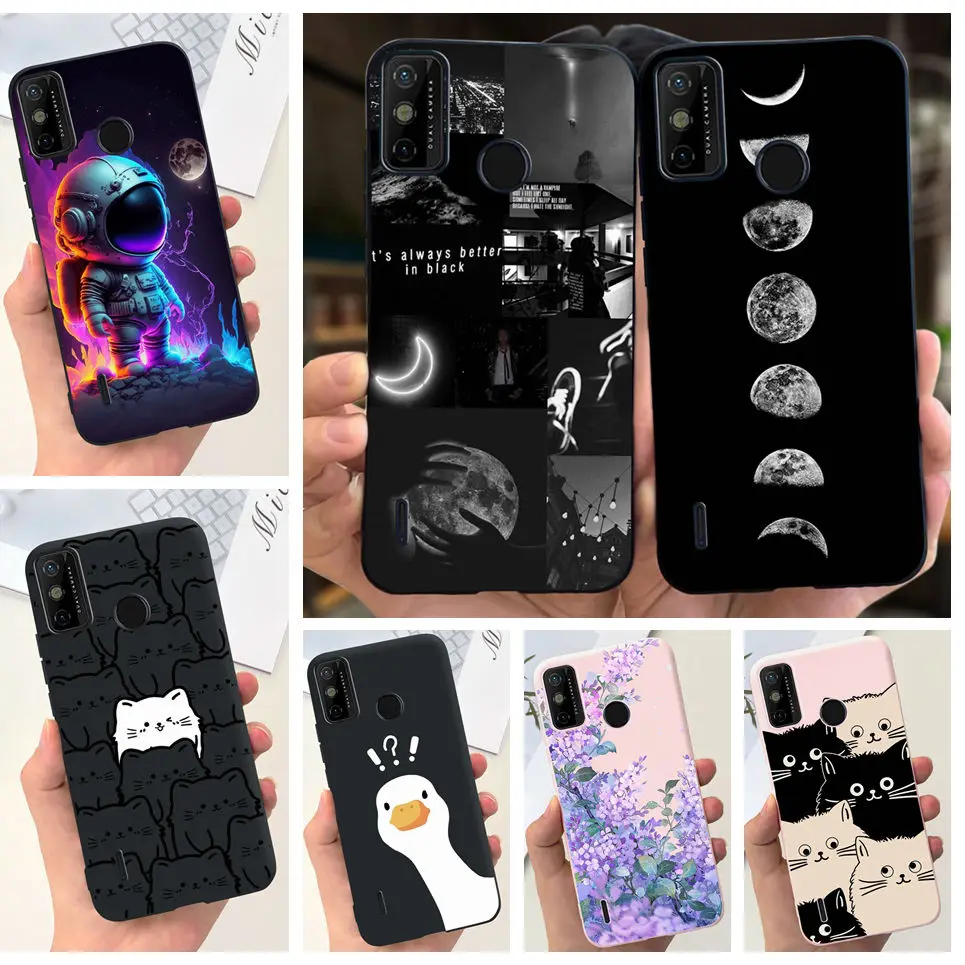 For Tecno Spark 6 Go Case KE5j KE5k Cute Astronaut Cat Night View Cover ...