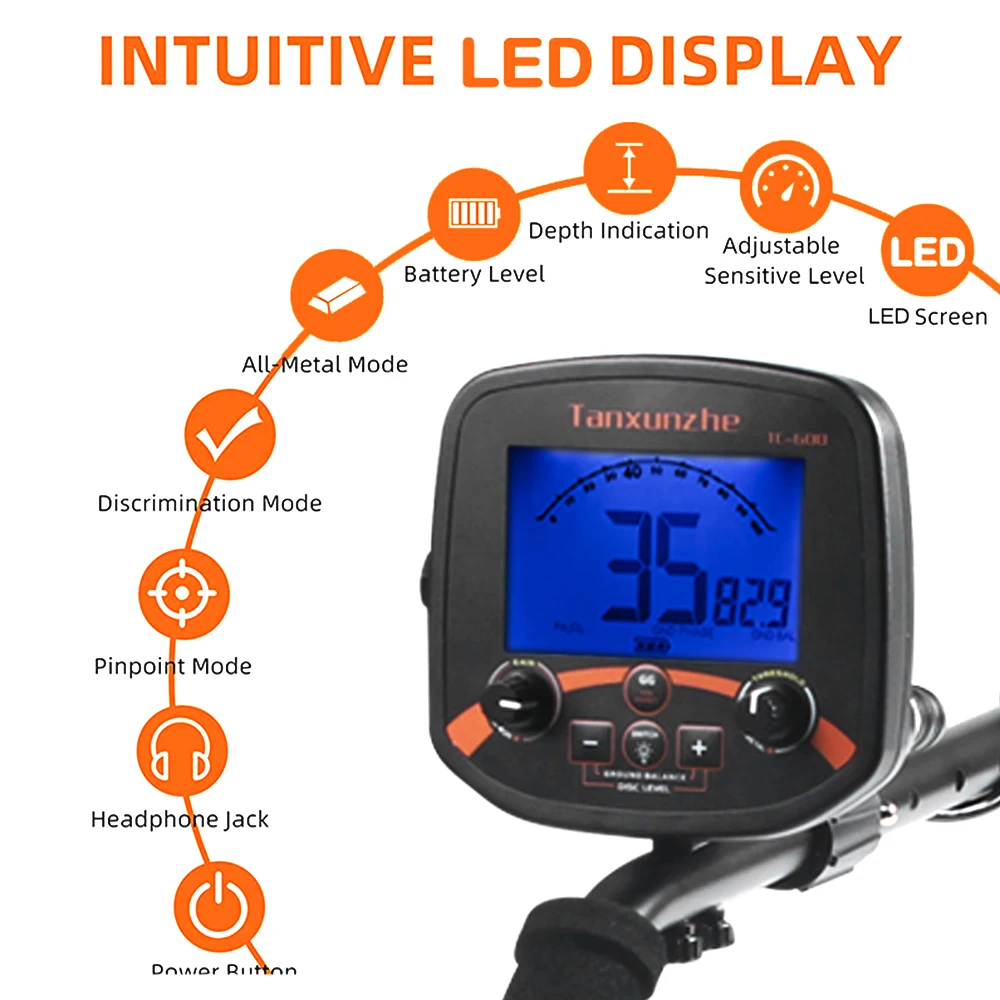 Tc-600 Professzionális Fémdetektor Földalatti Szkenner Arany ...
