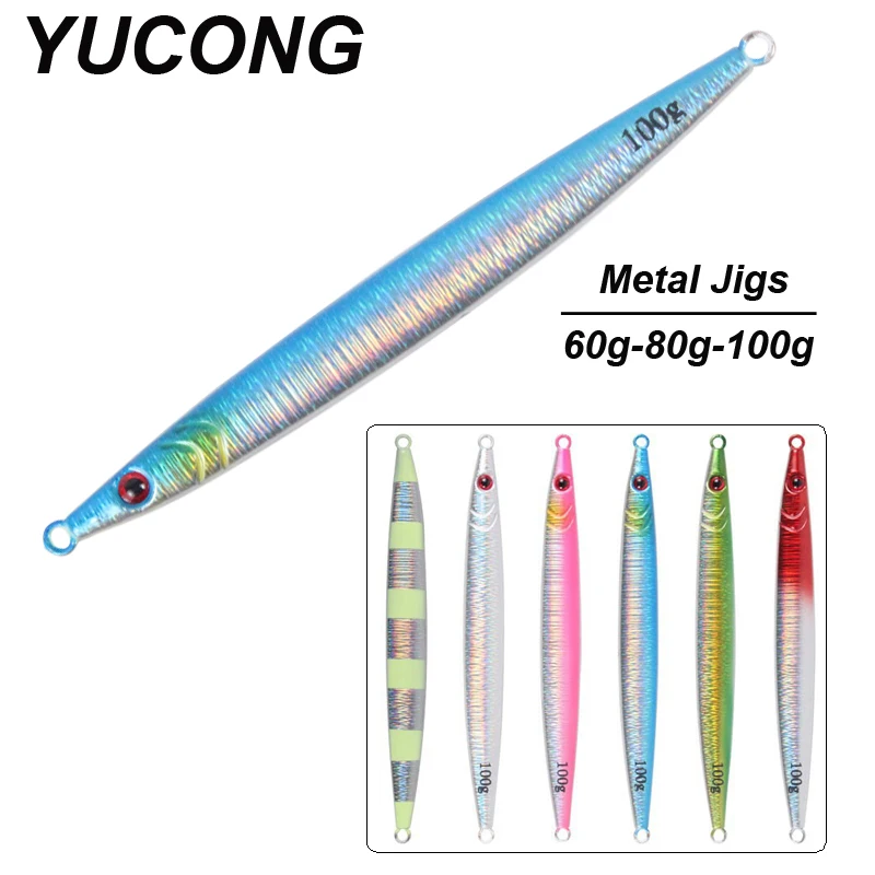 YUCONG 1PX Metal Drags Lure 60g 80g 100g Trolling Fishing Bait Fast Sinking Jigging Wobbler ...