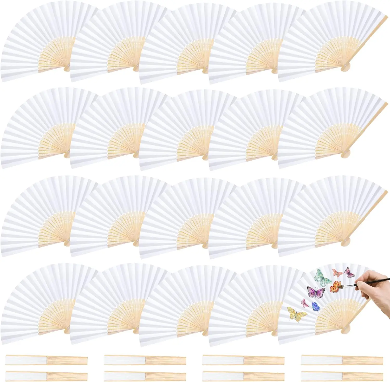 28PCS-DIY-Foldable-Handheld-Paper-Fan-Suitable-For-Wedding-Dance ...