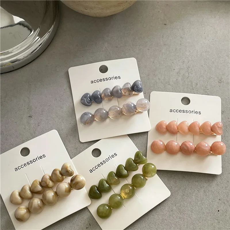 Texture-resin-geometric-circular-love-hair-clip-pair-clip-dual-color ...