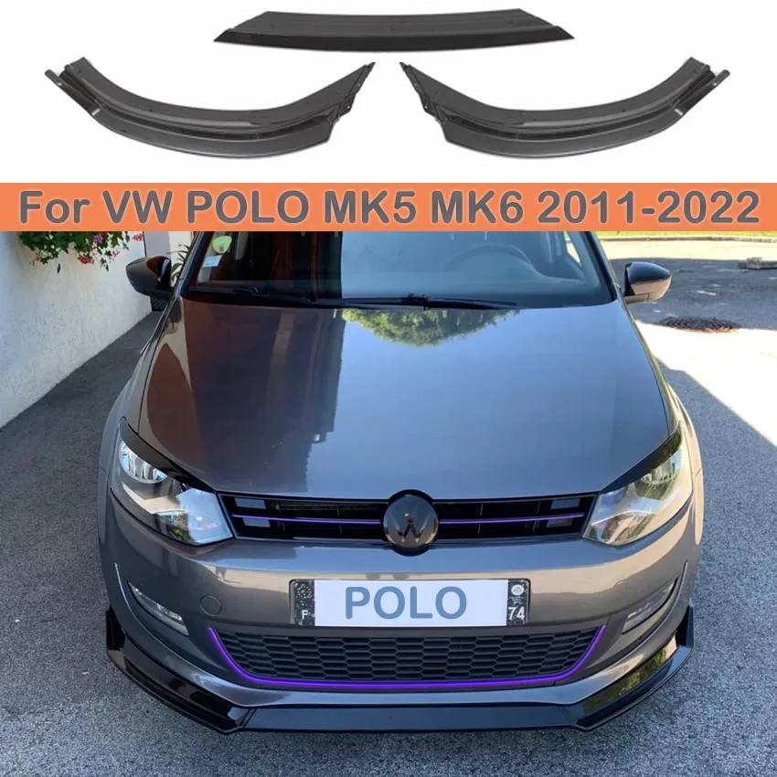 For VW POLO MK5 MK6 6R 6C TSI TGI MPI 2011-2022 3Pcs Front Bumper Lip ...
