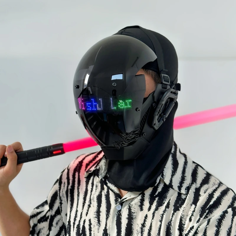 Cyberpunk Maske Cosplay fur Manner Bluetooth App Techwear Maske Halloween Cosplay Kostum Zubehor mit LED Lampe futuristische Maske AliExpress