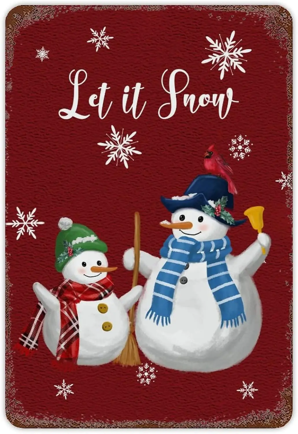 Feliz-Natal-Metal-Sign-Boneco-de-neve-e-p-ssaro-Tin-Sign-Deixe-nevar ...