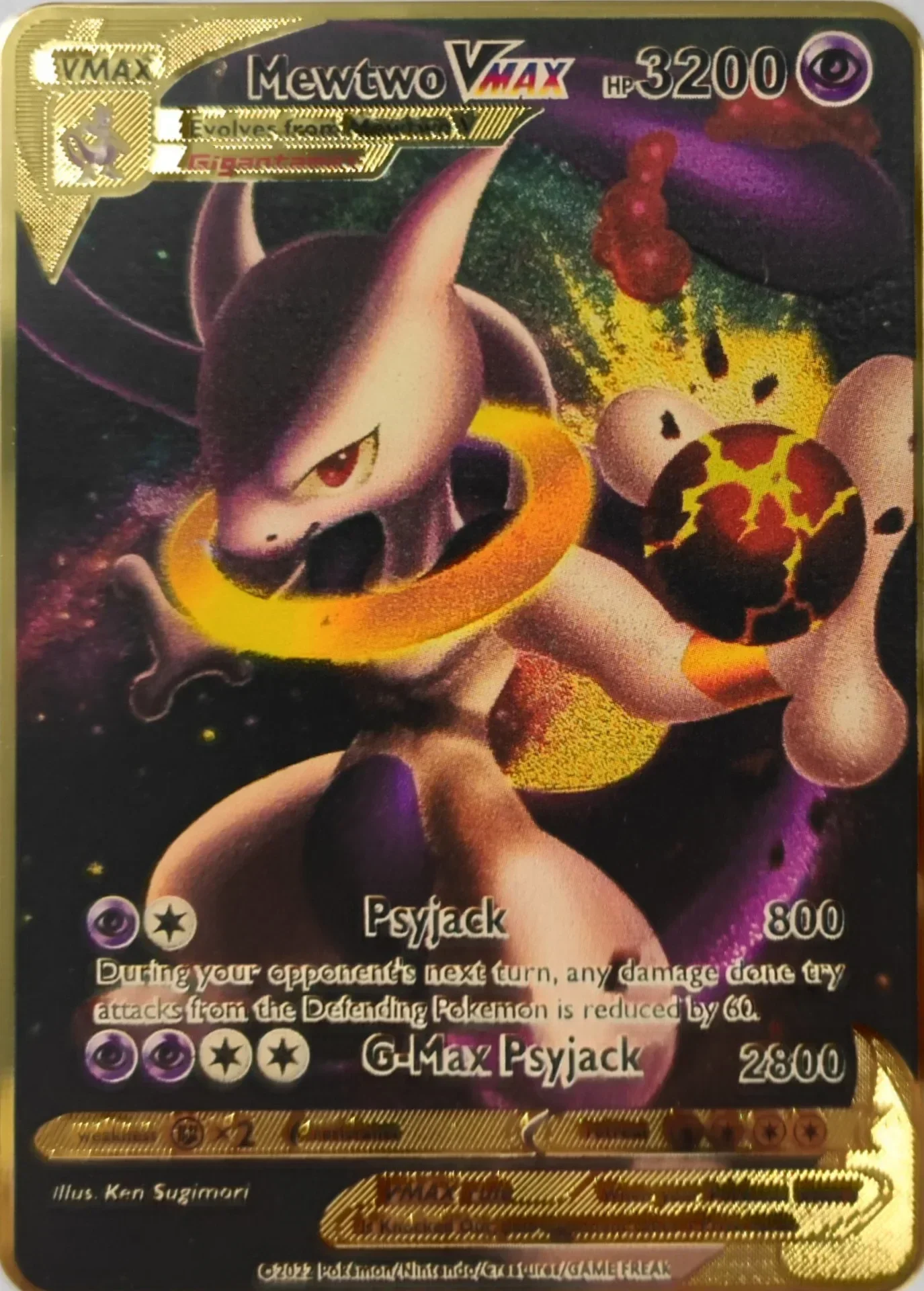 English Cards Gold DIY Metal Card Hard Iron Cards Pikachu Mewtwo Gx ...