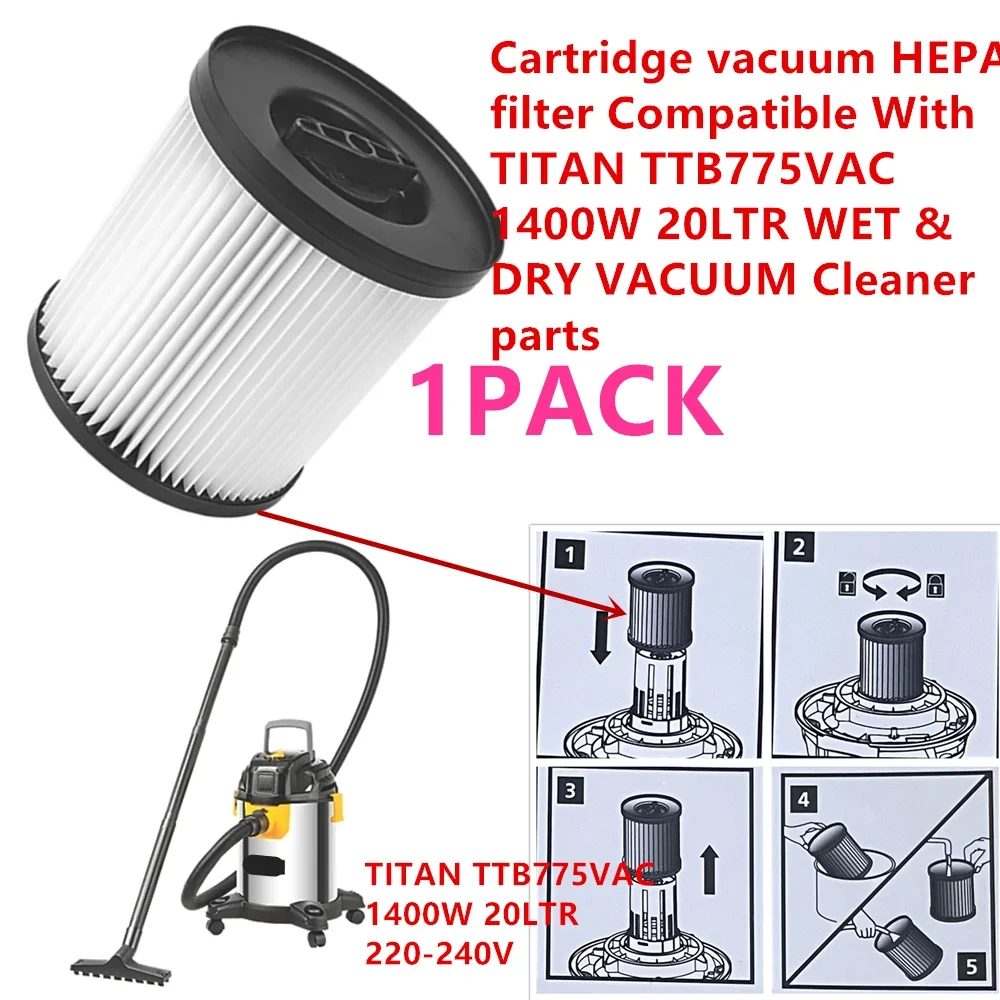 1 PACK Cartridge vacuum HEPA filter Compatible With TITAN TTB775VAC ...