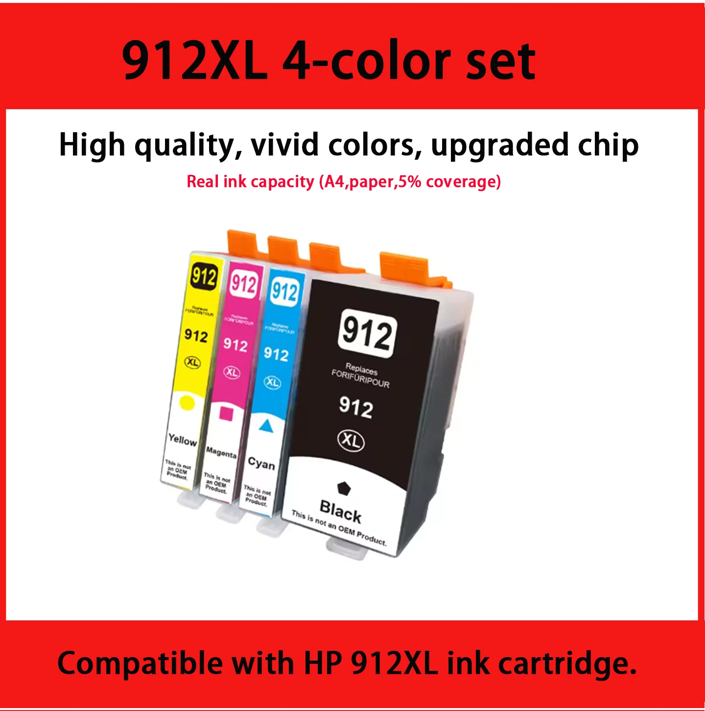 For HP 912XL Ink Cartridge OfficeJet 8020 8022 8023 8024 8025 8026 8028 ...