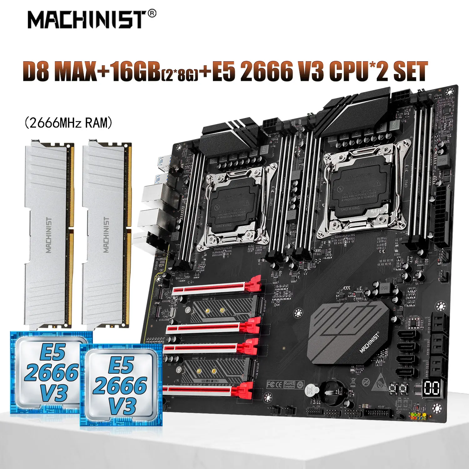 MACHINIST X99 dwuprocesorowa płyta główna Combo 2szt Xeon E5 2666 V3 ...
