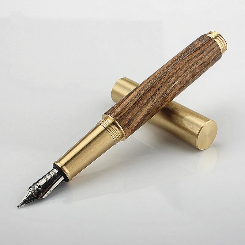 Classic Wood Mini Fountain Pen Brown Black Portable Ink Pen EF/F Nib ...