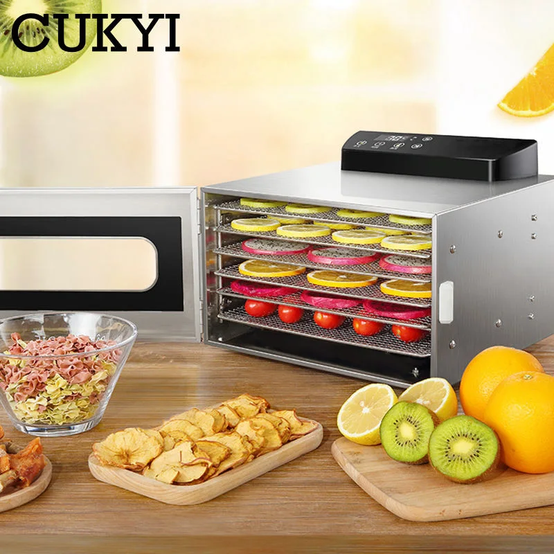 Cukyi 6 Trays Food Dehydrator Snacks Dehydration Dryer Fruit Vegetable ...