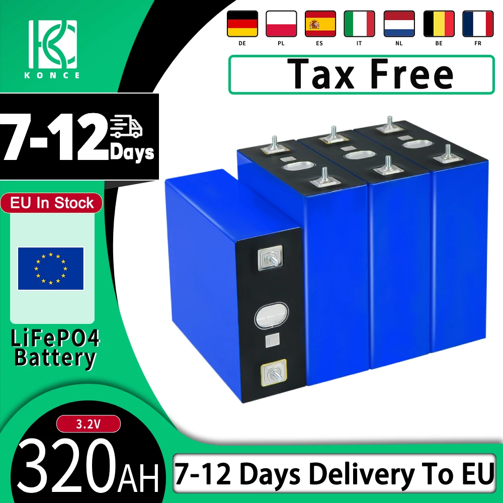 Grade-A-3-2V-320Ah-LiFePO4-Battery-8000-Cycle-Rechargeable-Batteries ...