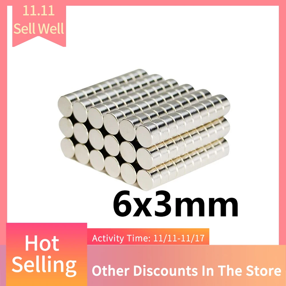 50-100-200-300PCS-6x3mm-Disc-Gro-Blatt-Neodym-Magnet-6mm-x-3mm-Kleine ...