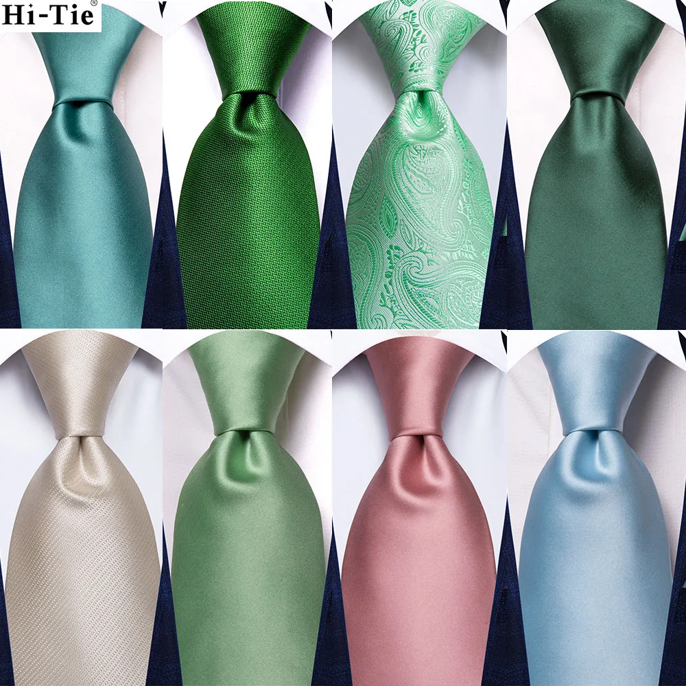 Hi-Tie-Green-Mint-Solid-Silk-Wedding-Tie-para-homens-Handky-Cufflink-gravata-masculina-designer ...