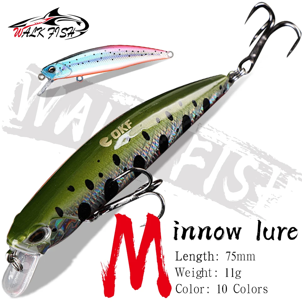 WALK FISH 1PCS 80mm 10.8g Long Casting Sinking Minnow Lure Fixed Weight ...