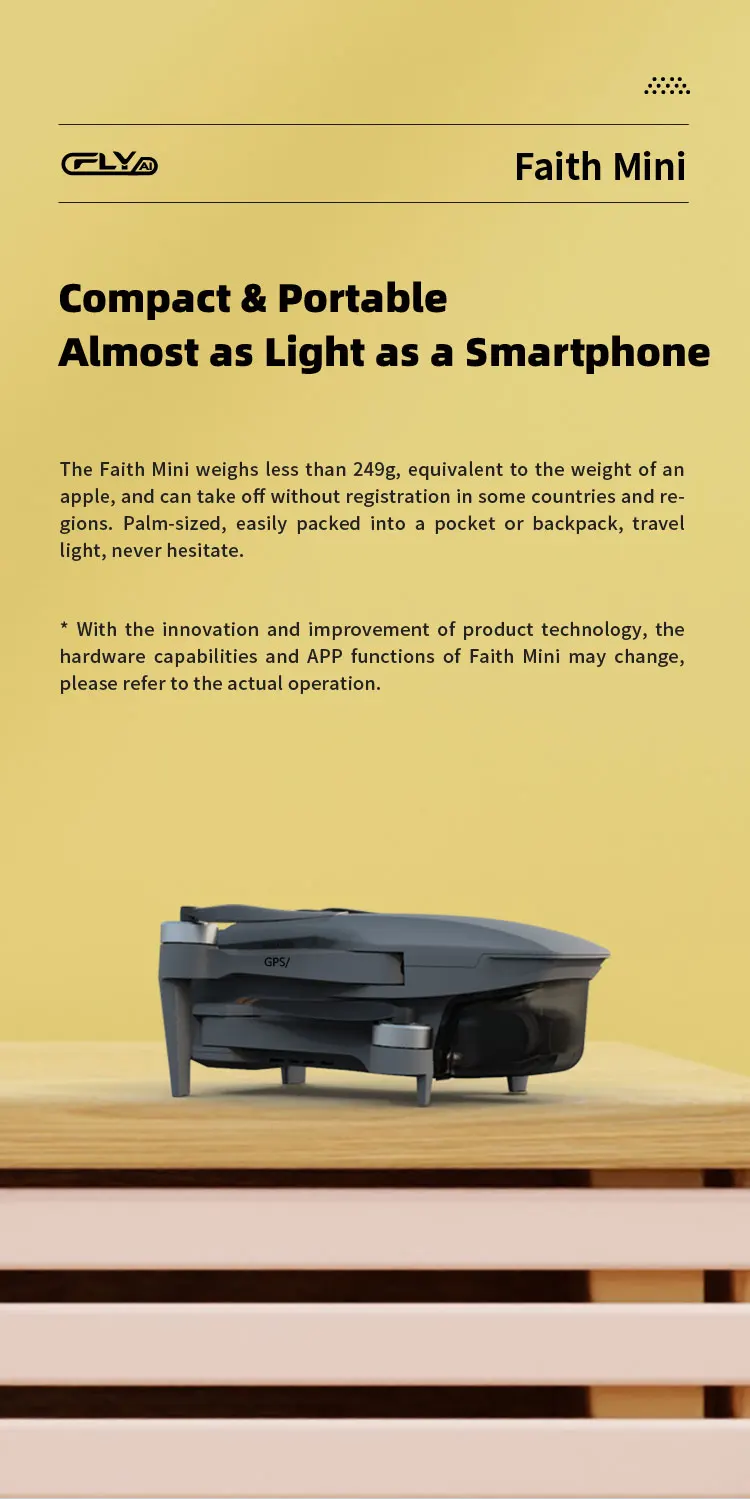 CFLY Faith MINI Drone - 230g GPS 4K HD Camera 3-Axis Gimbal – RCDrone