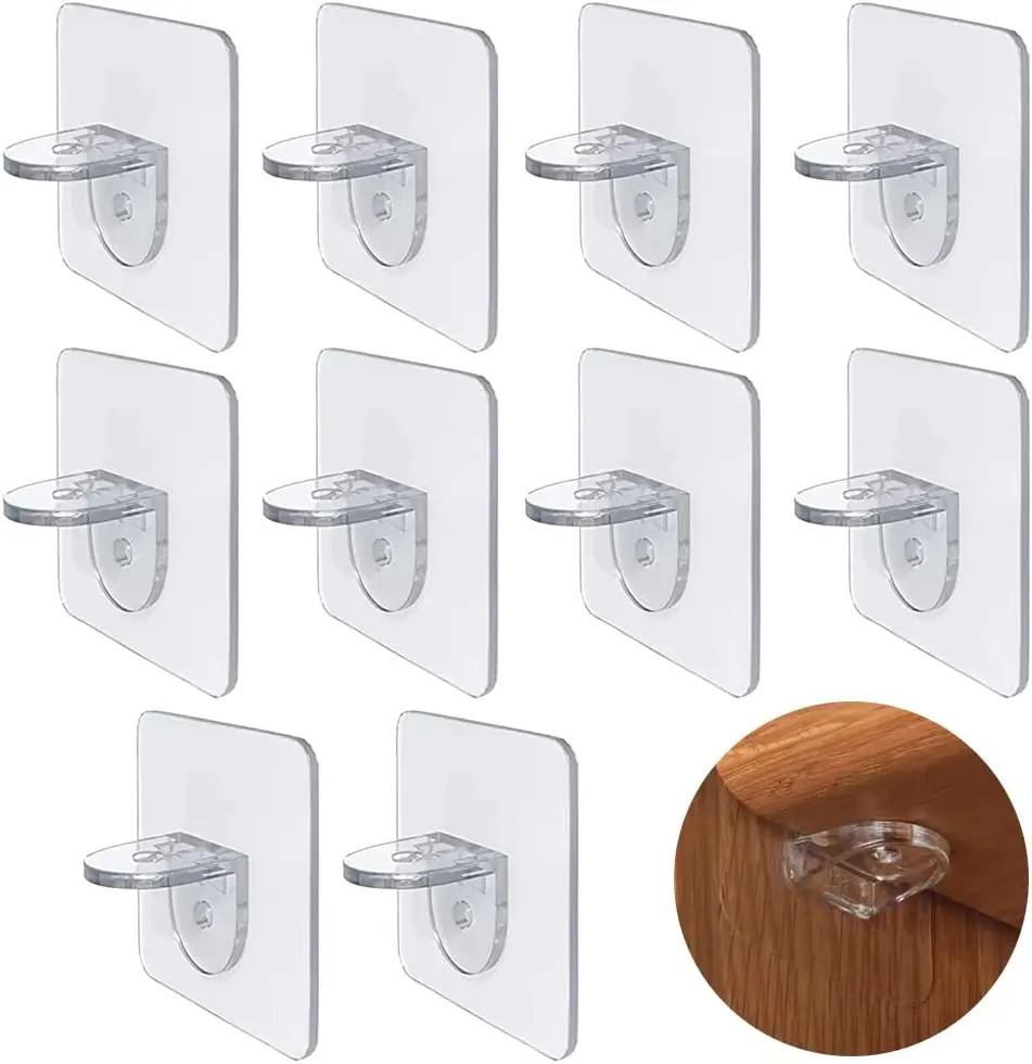 10/2Pcs Adhesive Shelf Support Pegs Self Adhesive Closet Cabinet Shelf ...