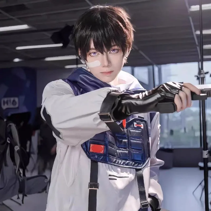 ISO Costume Shooting Games Cosplay White Top Black Pants Wig Full Set ...