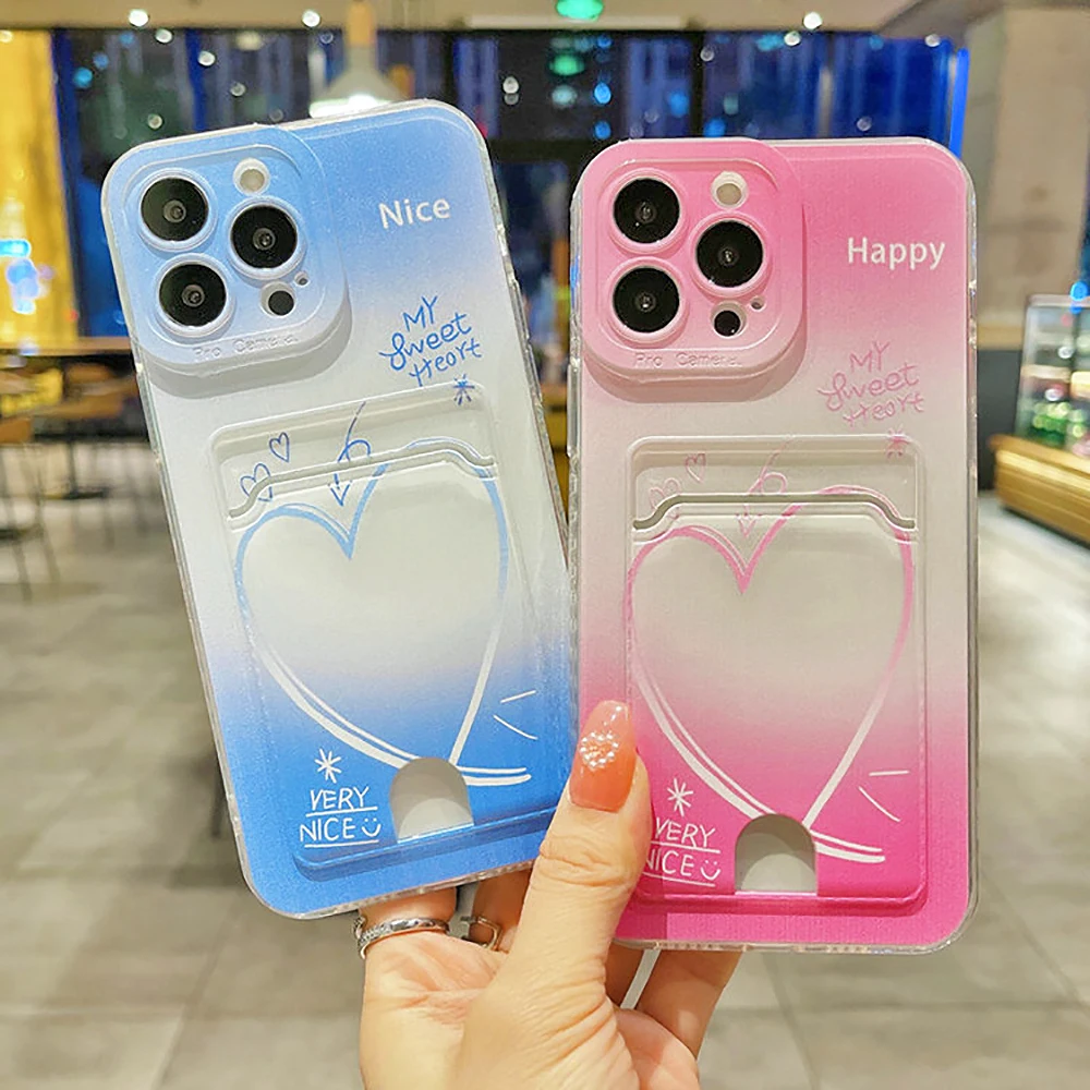 Cute-Graffiti-Love-Heart-Painted-Card-Holder-Phone-Case-For-iPhone14-13 ...