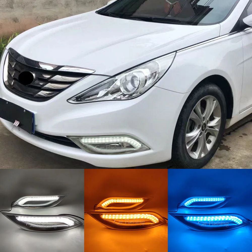 Car-LED-DRL-Daytime-Running-Lights-with-Fog-Lamp-Hole-For-Hyundai-I45 ...