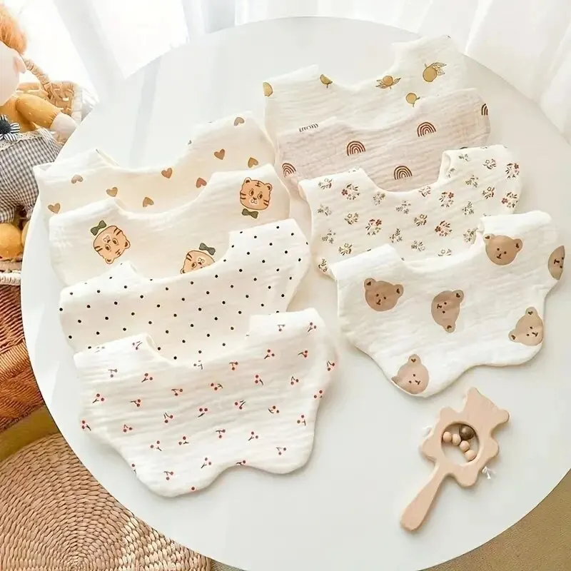 3PCS Cotton Gauze Baby Feeding Bibs Summer Soft Petal Infants Print ...