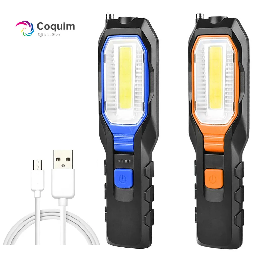 COB LED 플래시 라이트, 배터리 전원, 충전식 USB LED 작업 조명, 유연한 마그네틱 램프, 비상등, 토치 랜턴 ...