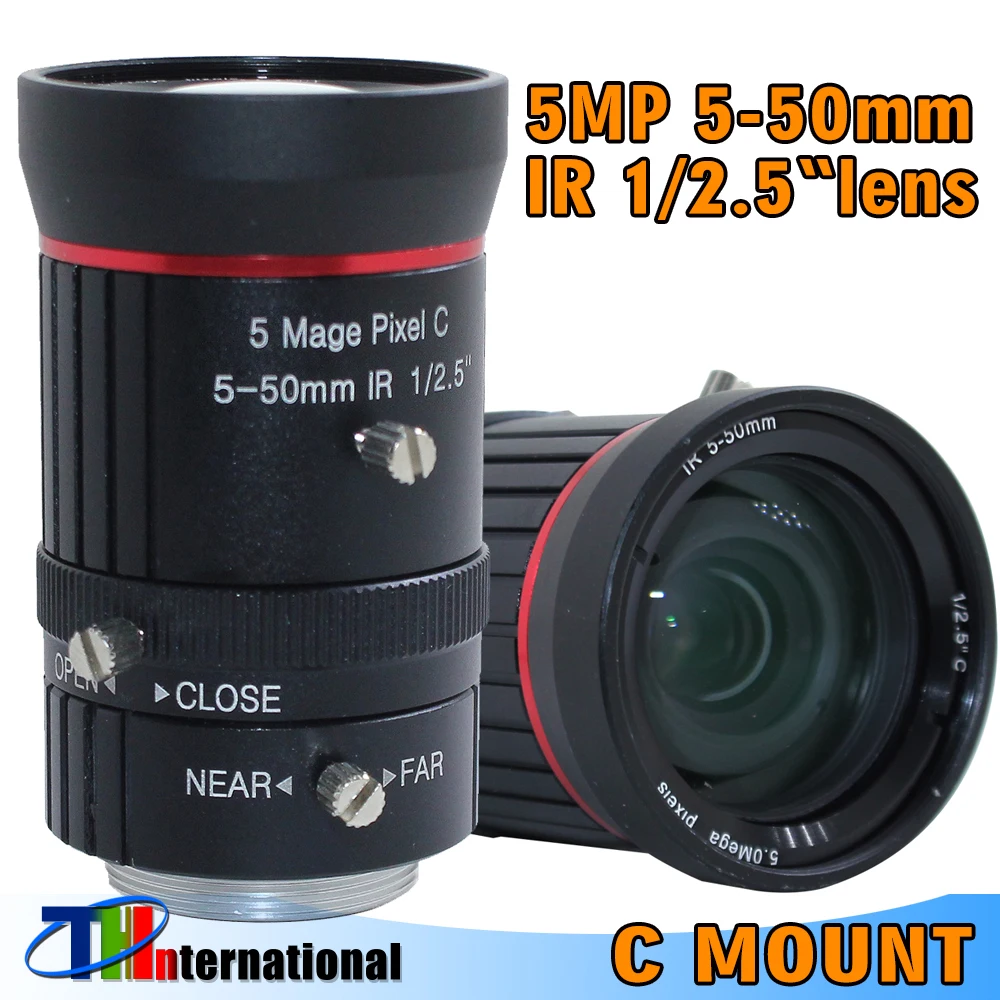 5MP 5-50mm 1/2.5" C Mount CCTV Industrial Lens IR F1.6 Manual Zoom ...