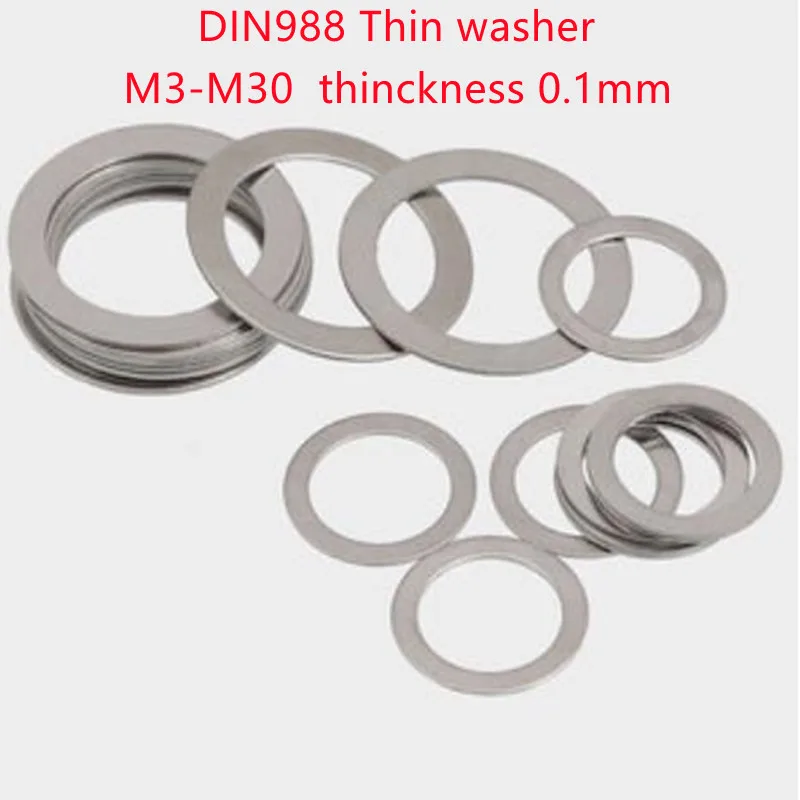 10-100pcs-DIN988-Thickness-0-1mm-Stainless-steel-Flat-Washer-Ultra-thin-gasket-High-precision ...