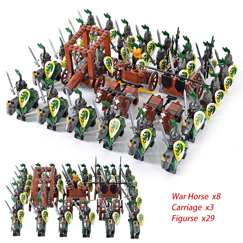 Building Block Figure Medieval | Medieval Knight Blocks Horse | Castle ...