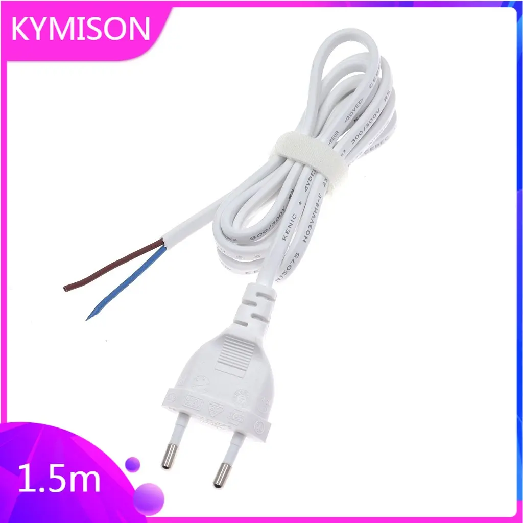 White-2-Pin-Prong-US-EU-Stripped-Extension-Cable-SR-Power-Supply-Cord ...