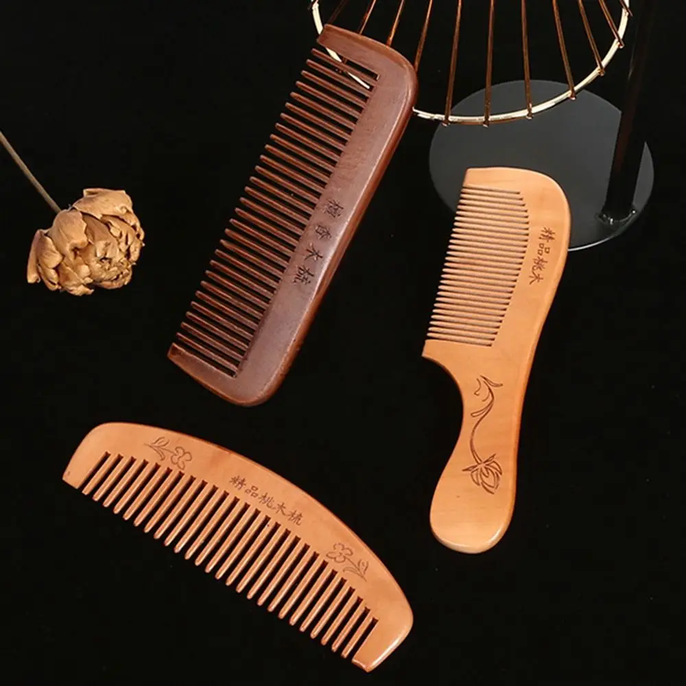 Narrow-Tooth-Wooden-Scalp-Combs-Anti-Static-Coarse-Tooth-Head ...