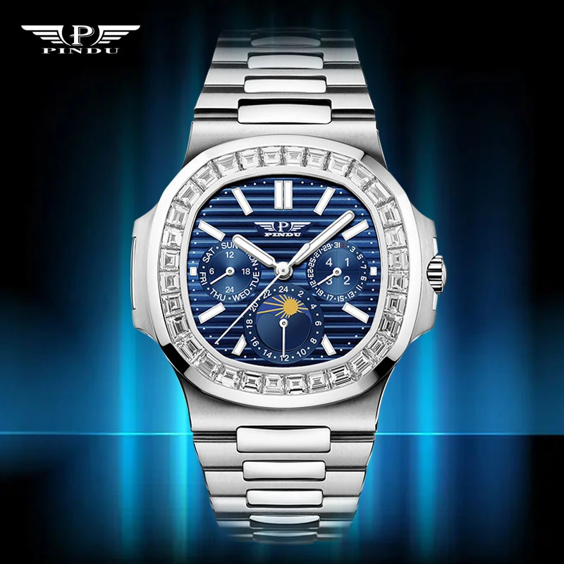 PINDU Luxury Watch Mens Automatic Mechanical Watches steel Belt Band ...