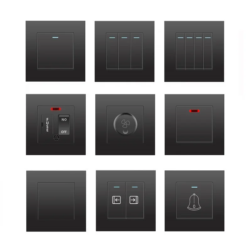Plastic-Modular-Panel-Black-UK-Hongkong-Electrical-Wall-Light-Switches ...