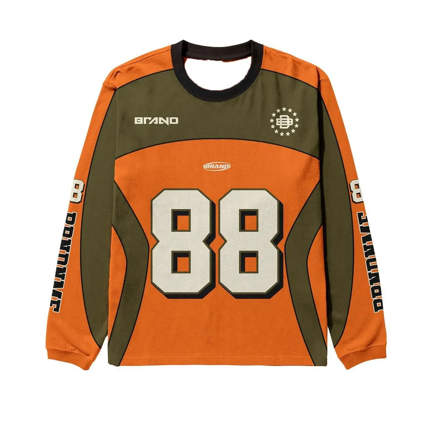 Custom Sports Style Graphic Number Print Long Sleeve Crew Neck Fashion ...